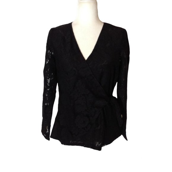 Cupio | Tops | Cupio Floral Lace Wrap Blouse New With Tickets Size ...